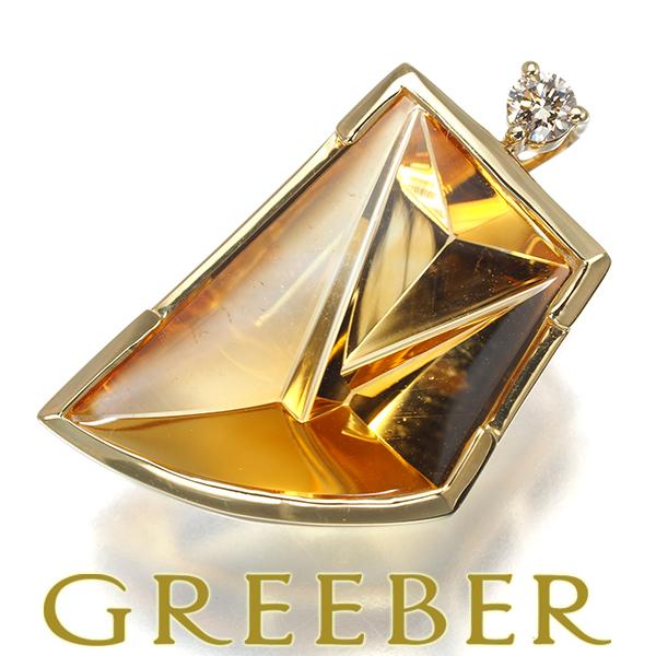 ブラウン シトリン 5.41ct ダイヤ ダイヤモンド 0.05ct ムンシュタイナー ペンダントトップ K18YG GENJ
