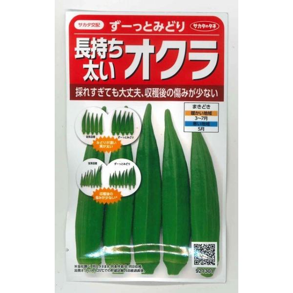 野菜種　オクラ　ずーっとみどり　生理障害が少なく濃緑で日もち性のよい早生品種種・苗・農業資材品揃え豊富！農家さん御用達のお店　グリーンロフトネモト