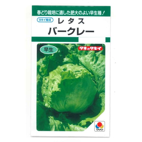 野菜種　レタス　バークレー春の上昇気温下の栽培でも腰高球・大玉軟球の発生が少なく、安定して良形のL球が多収できます。種・苗・農業資材品揃え豊富！農家さん御用達のお店　グリーンロフトネモト