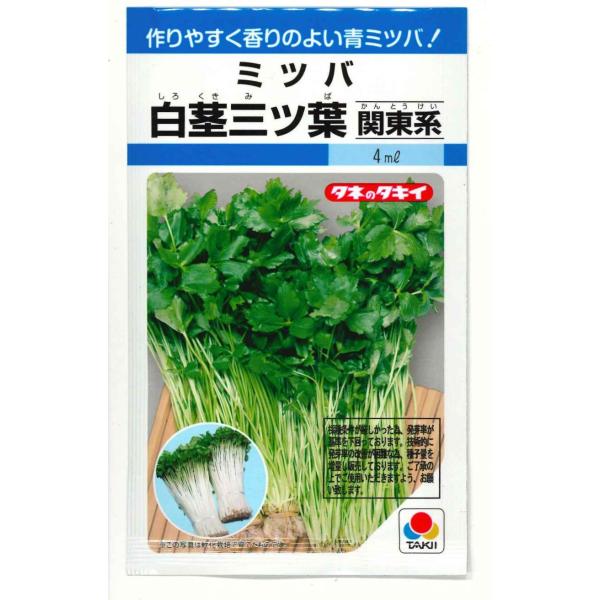 野菜種　ミツバ　白茎三ツ葉（関東系）晩抽系で、春まきと秋まきの軟化栽培に適する！種・苗・農業資材品揃え豊富！農家さん御用達のお店　グリーンロフトネモト