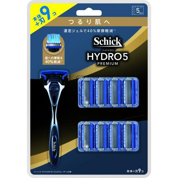 スキンガード付き５枚刃が肌の動きをコントロールして摩擦を軽減。お得な替刃９個付。
