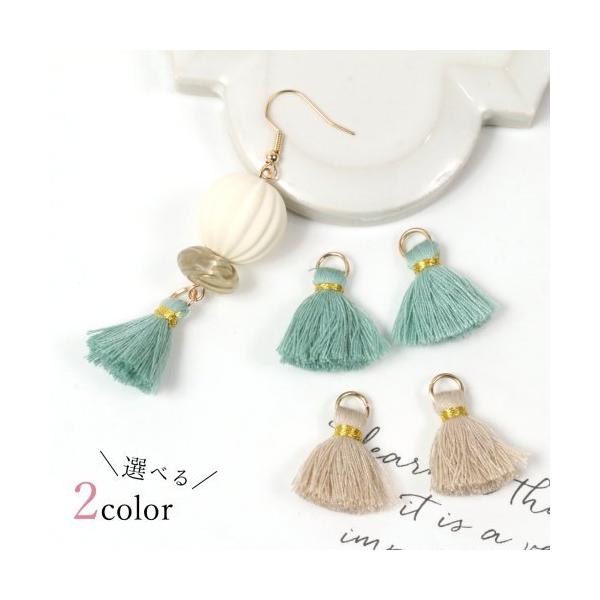 スタンダードなタイプのタッセルです。くすみカラーが可愛い＾＾○数量：2個○サイズ：約25×20mm○カラー：選べる2色（ミント・ベージュ）（表記のサイズは目安です。実際の寸法は個々に若干異なる場合がございます。）★ゆうパケット配送OK (た...