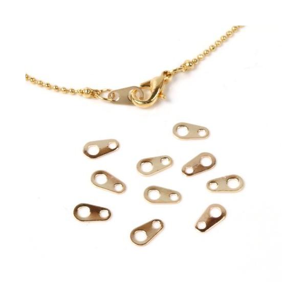 アクセサリー制作には欠かせない！ネックレスやブレスレットなどにご使用下さい＾＾○数量：10個○サイズ：約7×3.8mm○カラー：きれいめゴールド（表記のサイズは目安です。実際の寸法は個々に若干異なる場合がございます。）★ゆうパケット配送OK...