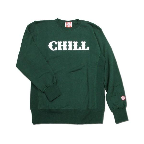 【発売日：2017年12月01日】THC オリジナルのヘンプオーガニックコットン裏パイルスウェット生地を使用したベーシックなスタイルのクルーネックスウェットシャツです。フロントにはおなじみ「 CHILL 」のロゴグラフィックプリント＋左袖に...