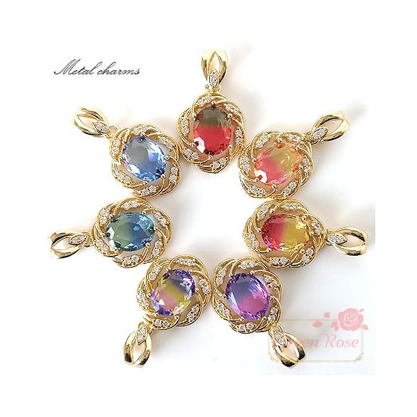 ■商品情報サイズ：(縦×横×厚み)※カンを含む約26×14×6mm程度カラー：ゴールド素材：真鍮、ガラス数量：1個