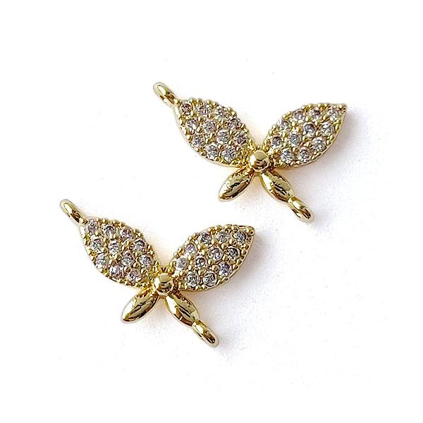 ■商品情報サイズ(縦×横×厚み)：約9×13×3mm程度※カンを含む　カラー：ゴールド素材：真鍮、キュービックジルコニア数量：2個※汚れ、欠け、バリ、キズ、ゆがみ、凹凸、サビなど混じる場合がございます。