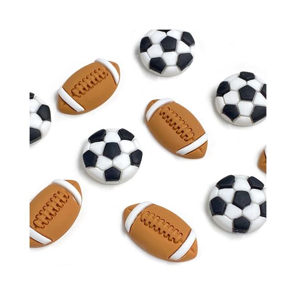 ■商品内容サイズサッカー　直径17.5mm　厚み5.5mm程度ラグビー　8.5×2.3mm 厚み5.5mm程度※プリントの擦れ、滲み、はみ出し、傷などある物が含まれます。予めご理解ください。素　材：プラスチック数　量：10個※注意海外製品の...