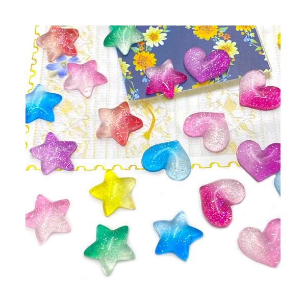 ■商品情報サイズ 縦×横×厚み：星 18×19×6mm程度ハート 16×20×6mm程度素材：プラスチック数量：20個※バリ、細かなキズが含まれる場合がございます。