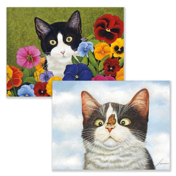 アメリカから直輸入　ラング社 メッセージ/ グリーティングカード 2種１セットアメリカン・キャット　American Cat Assorted Note Cards Lowell Herrero●Lowell Herreroの猫アートが2種...