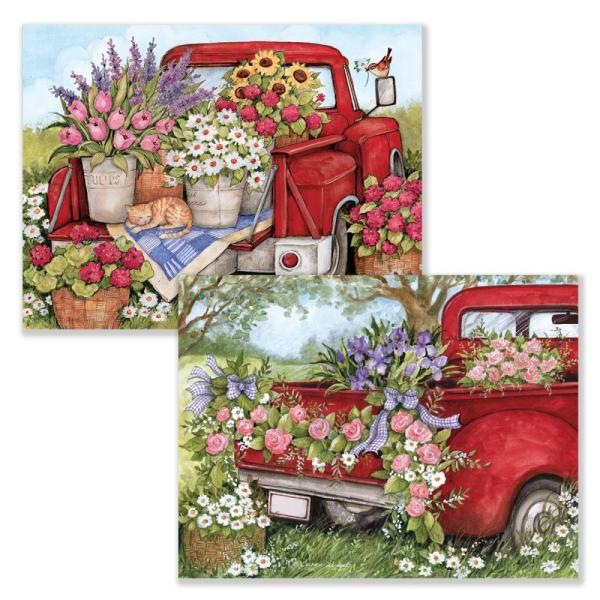 アメリカから直輸入　ラング社 メッセージ/ グリーティングカード 2種1セットトラッキング・アロング　Truckin’ Along Assorted Boxed Note Cards  　Susan Winget / スーザンウインゲット●...