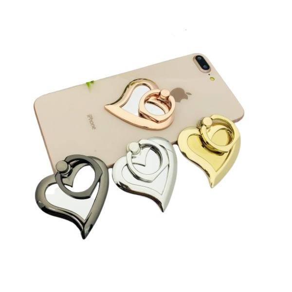 スマホリング 鏡 ハート おしゃれ 落下防止 リングスタンド ミラー 360度回転 メッキ 携帯用 かわいい アイフォン アンドロイド sr-hart21ビックシルエットで存在感抜群♪ハート型のスマホリングです。リングは360度回転し、上下...