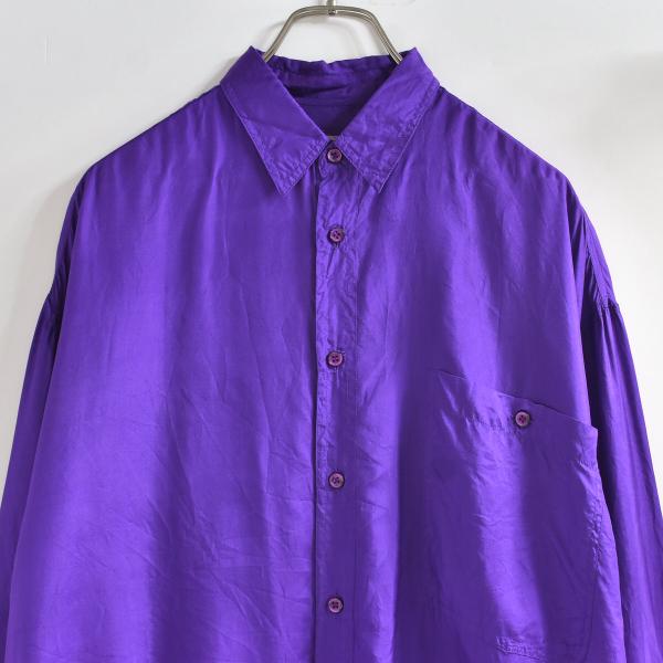 90s〜 Protest ルーズシルエット シルク シャツ 長袖シャツ とろみ ヴィンテージ 絹 パープル系 ビンテージ メンズL相当【実寸】・着丈 約81cm襟付け根から・身幅 約59cm・肩幅 約58.5cm・袖丈 約54cm・ゆき丈 ...