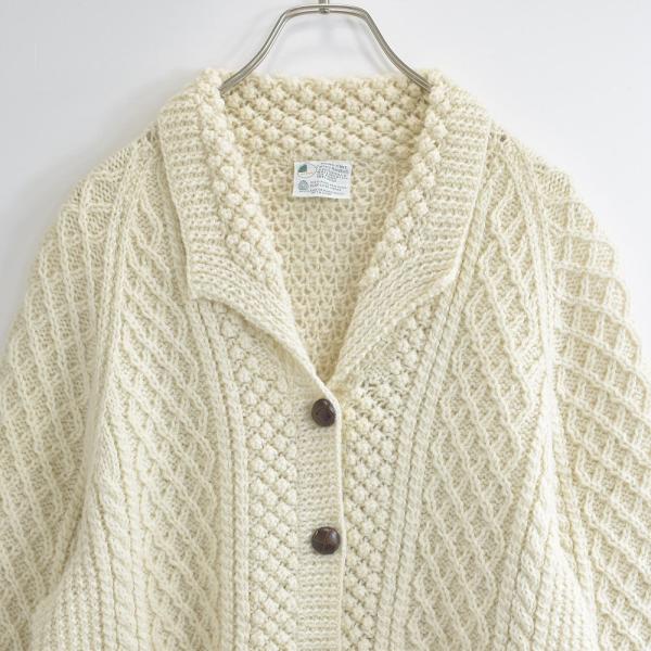 80s Carbery Handknits アイルランド製 アランニット カーディガン ヴィンテージ ハンドニット フィッシャーマン セーター レディースXL〜XXL相当【実寸】・着丈 約74cm襟付け根から・身幅 約53cm・肩幅 約cm...