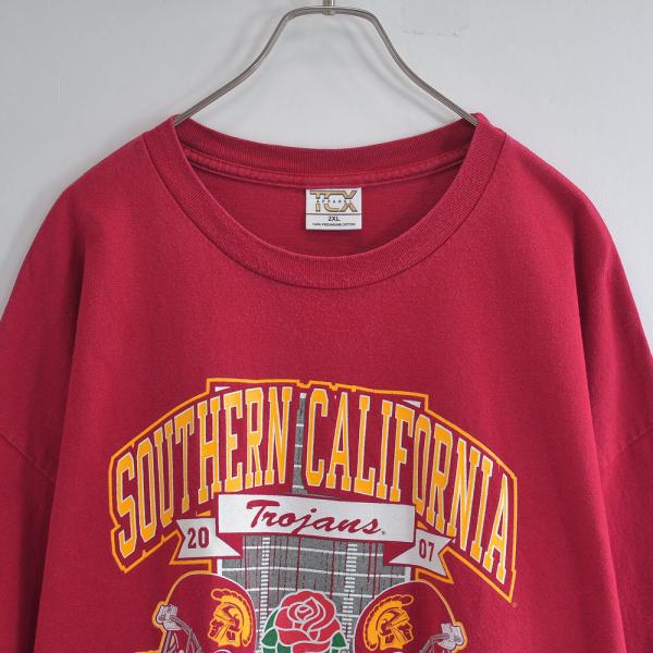 【発売日：2024年08月05日】00s THE Cotton Exchange コットンエクスチェンジ USC プリントTシャツ ヴィンテージ カレッジ アメフト ローズボウル ビンテージ USA アメリカ古着 メンズXXL〜サイズ【実寸...