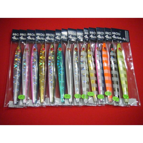 ハオリ 4ノットジグ4ノットジグは明石海峡を始めとする各地の海峡での釣行を元に完成されたスペシャルJIGです。潮流３〜５ノットの激流にも負けず底を取ることができ、苦戦する海流でもポテンシャルを損なわないコンパクトなJIGを目指し開発された４...