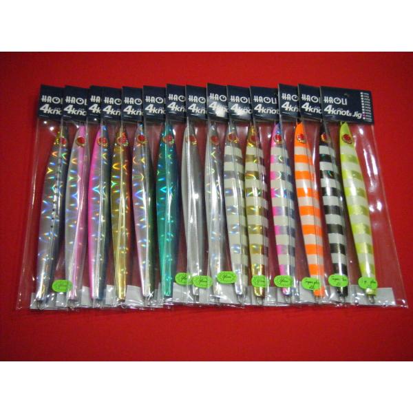 ハオリ 4ノットジグ4ノットジグは明石海峡を始めとする各地の海峡での釣行を元に完成されたスペシャルJIGです。潮流３〜５ノットの激流にも負けず底を取ることができ、苦戦する海流でもポテンシャルを損なわないコンパクトなJIGを目指し開発された４...