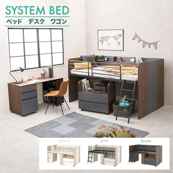 ■商品の大きさベッド:　(約)幅117×奥行203×高さ120×床面高81cmデスク:　(約)幅120×奥行55×高さ72cmワゴン:　(約)幅74.5×奥行40×高さ72cm■使われている素材主材:プリント紙化粧パーティクルボードスチール...