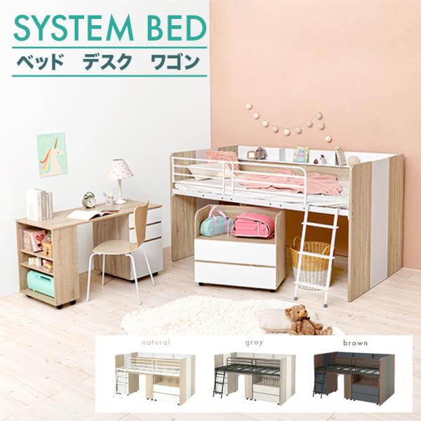 ■商品の大きさベッド:　(約)幅117×奥行203×高さ120×床面高81cmデスク:　(約)幅120×奥行55×高さ72cmワゴン:　(約)幅74.5×奥行40×高さ72cm■使われている素材主材:プリント紙化粧パーティクルボードスチール...