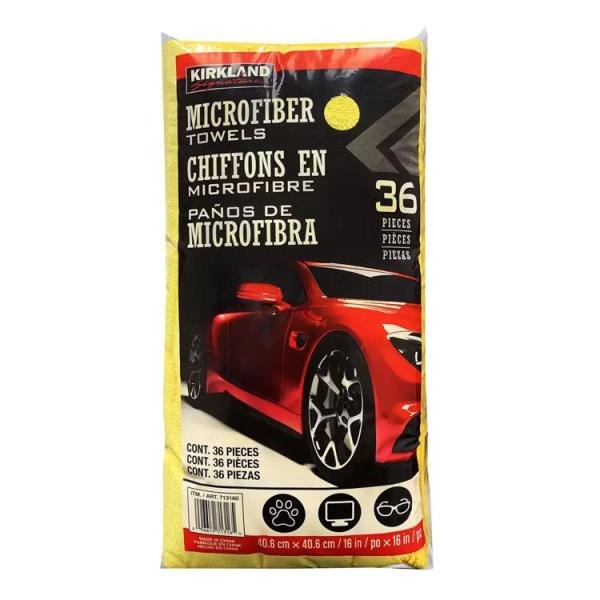 マイクロファイバータオル 　クロス　36枚 コストコ カークランド「拭き取りがラクになる」厚手タイプのマイクロファイバークロス。水滴・ホコリ・皮脂汚れをしっかりキャッチし、洗車の拭き上げから室内清掃までマルチに活躍します。36枚入りなので、...