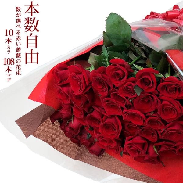 誕生日 花 ギフト 赤いバラの花束 本数自由 10本〜108本 1本300円 薔薇 バラ ばら 赤い 赤い薔薇 赤いバラ 生花 花束 お祝い 誕生日 記念日 告白 プロポーズ 長寿祝い 還暦 緑寿 古希 喜寿 傘寿 米寿 結婚記念日 銀婚式...