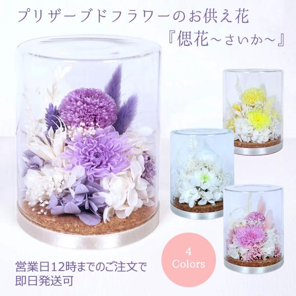 お供えプリザーブドフラワー 偲花 〜さいか〜 仏花 ガラスケース入り フラワーボトル ガラスボトル 御供 供花 花 お悔やみ アレンジメント 御仏前 仏壇用 枯れない フラワーアレンジメント 49日 四十九日 月命日 命日 一周忌 三回忌 ...