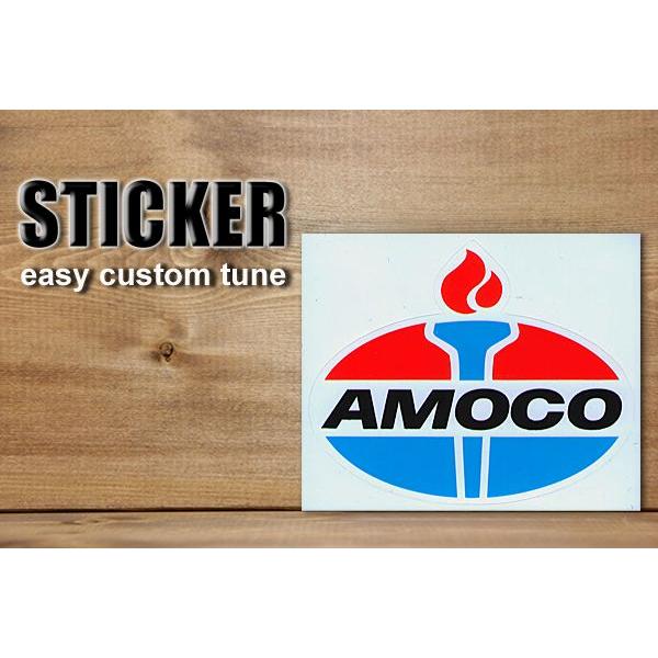 かっこいい〜モーターカンパニーSTICKER!!NASCARなどのスポンサーでも有名な、オイル会社のアメリカンオイル社『AMOCO-アモコ-』のロゴデザインビニルステッカー。ヘルメットやバイク・車などなどにペタンと付けるだけでかっこいい、お...