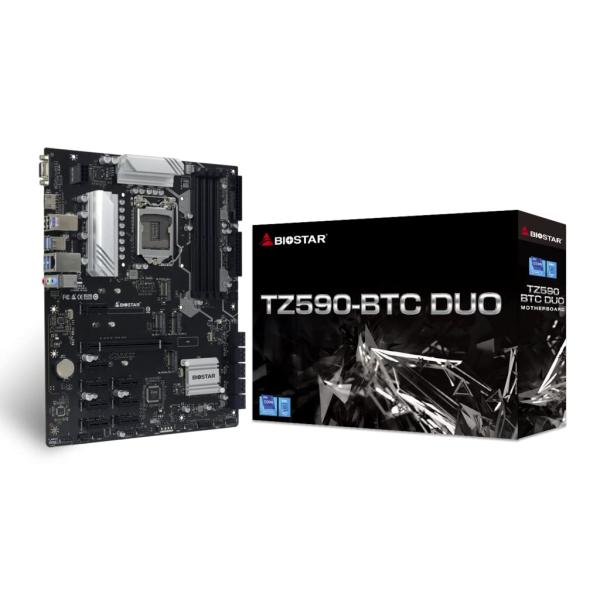 （中古品）BIOSTAR Z590チップセット採用 PCIe 9スロット搭載 マイニング向けマザーボード TZ590-BTC DUO 商品写真はサンプル写真となっております。写真の商品が届くわけでは御座いません。用途機能として最低限の付属品...