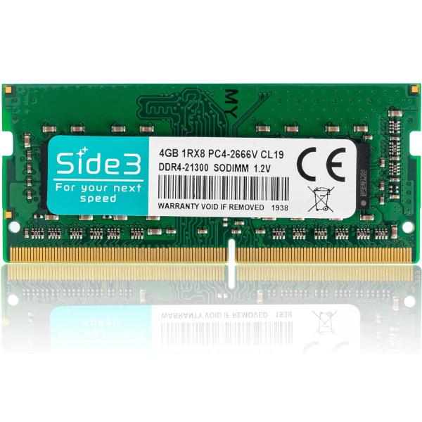 （中古品）Side3 ノートパソコン メモリ DDR4-2666 (PC4-21300) 4GB Micronチップ搭載 増設商品写真はサンプル写真となっております。写真の商品が届くわけでは御座いません。用途機能として最低限の付属品はお送り...