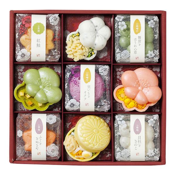 お茶漬け（紅鮭・鯛）、お吸物（鯛と柚子・貝柱ときのこ・ふぐときぬさや）、お味噌汁（里いもとオクラ・舞茸とほうれん草）、スープ（コーンポタージュ・枝豆）9個入りの詰合せです。商品名 お茶漬け、お吸物、お味噌汁、スープ　詰合せ ：9個セット（紅...