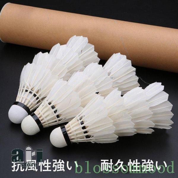 ガチョウ羽根はアヒル羽根より耐久性に優れており、1ダース（12個入り）でコストパフォーマンスがよいです -こんな方にオススメ良いシャトルなのでとにかくたくさん練習したい方に！シャトルを打つ感覚を身付ける初のシャトルとして！基礎打ちやノック練...