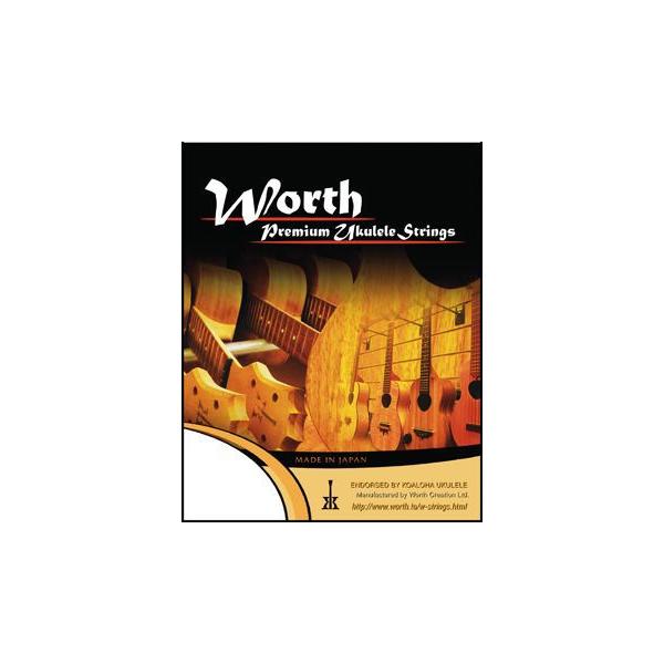 日本製のフロロカーボン弦、Worth(ワース)ブラウンフロロカーボン…マイルドな音をお好みの方にBM-LG=ブラウンのミディアムテンション、LowGセットBMの4弦をLow-G仕様に。1st-A. .02242nd-E .02603rd-C...