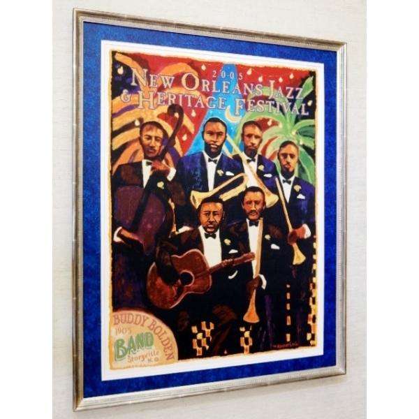 ●2005年ニューオリンズジャズ＆ヘリテージフェスティバル/バディ・ボールデン/オフィシャル・シルクスクリーン・ポスターの額装品●ポスター・サイズ/約58cmｘ81cm●ナンバー入り.1of10000.Artist/W.Hemmerling...