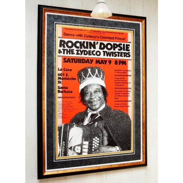 ●rockin’ dopsie &amp; the zydeco twisters/La casa.Santa barbara.CA.c.1987/オリジナルポスターの額装品●ポスターサイズ 約53cmｘ33cm●額 木製/ポスターに合わせ...