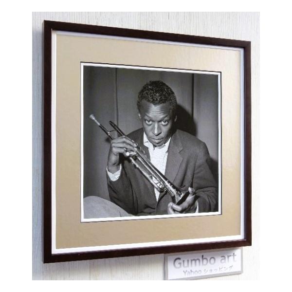 ●マイルス・ディビス/バードランド、ニューヨーク、1949/アートピクチャーの額装品●Miles Davis/Birdland.NYC 1949●アートピクチャーサイズ（約25cmx25cm）●額/木製/ブラック/ガラス仕様　外枠寸法　37...