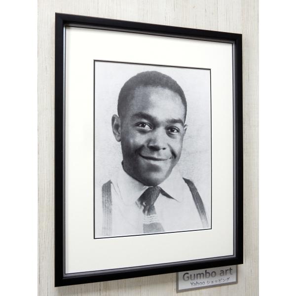 ●チャーリー・パーカー/16才のポートレート/アートピクチャーの額装品●額装仕様　ホワイト＆ブラック/シルバーライン/黒額●アートピクチャーサイズ（約36cmx26cm） ●額/木製/ダブルマット/アクリル・ガラス仕様　外枠寸法　約52cｍ...