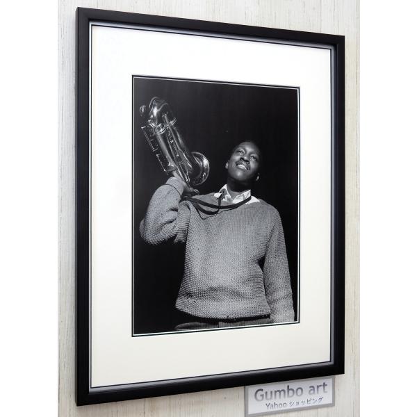 ●Hank Mobley/Soul Station Recording session Photo 1960/アートピクチャーの額装品●アートピクチャーサイズ（約36cmx26cm） ●額　木製/ホワイト/アクリル仕様　外枠寸法　約53cｍ...