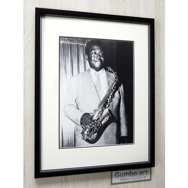 ●チャーリー・パーカー/アートピクチャーの額装品●Charlie Parker with Strings Live Photo/Unknow Date●額装仕様　ホワイト＆ブラック/シルバーライン/黒額●アートピクチャーサイズ（約36cmx...