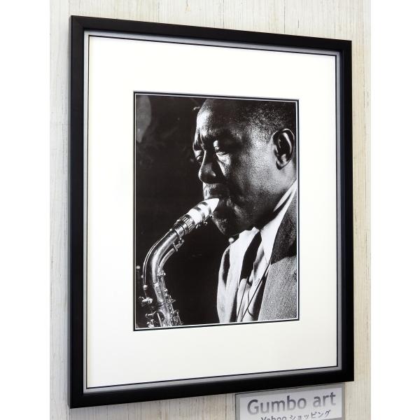 ●Charlie Parker Royal Roost.New York City  NY.1948/アートピクチャーの額装品●アートピクチャーサイズ（約28cmx22cm）●額装仕様 ホワイト＆ブラック/シルバーライン/黒額●額/木製/ブ...