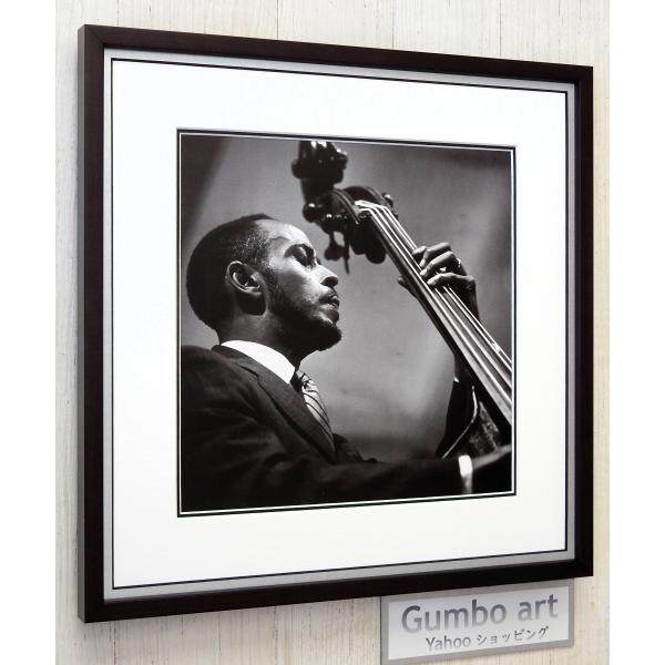 ●Percy Heath.MJQ/モダンジャズ・カルテット/New port Jazz Festival 1955/アートピクチャーの額装品●アートピクチャーサイズ　（約25cmx25cm）●額装仕様/ホワイト＆ブラック/シルバーライン/黒...