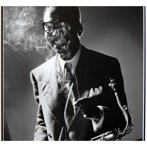 ●ジェームス・ムーディー/ニューヨーク、1951 アートピクチャーの額装品●James Moody/New York 1951●額装仕様.ホワイト＆ブラック/シルバーライン/黒額●アートピクチャーサイズ（約31cmx23cm）●額/木製/ア...