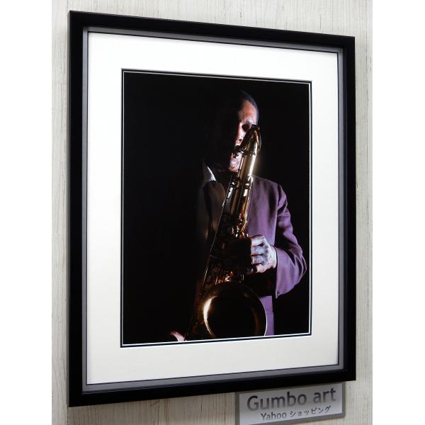 ●ジョン・コルトレーン/1966.NY.アートピクチャーの額装品●John Coltrane.Studio Photo.New York 1966●額装仕様.ホワイト＆ブラック/シルバーライン/黒額●アートピクチャーサイズ（約32cmx25...