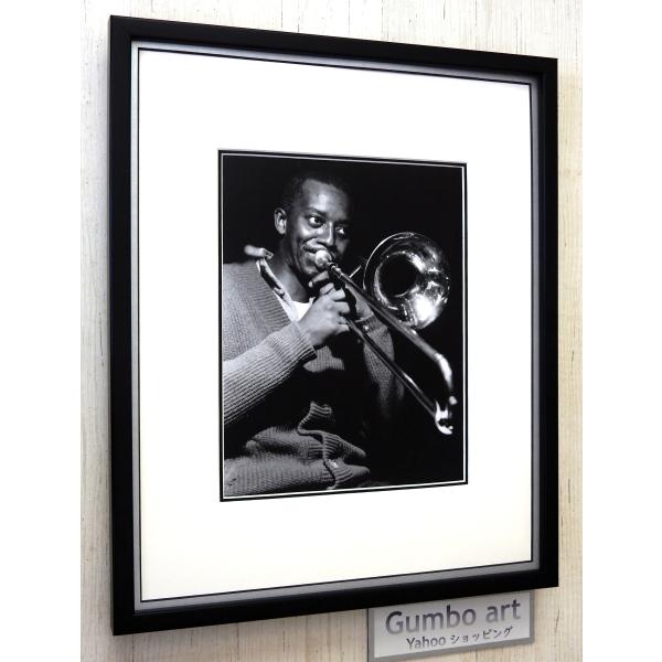 ●Bennie GreenIke Quebec "Eazy Living"Recording Session .NJ. 1962/アートピクチャーの額装品●額装仕様/ホワイト＆ブラック/シルバーライン/黒額●アートピクチャーサイズ（約27c...