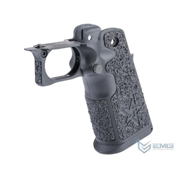 公式HP翻訳耐久性と軽量性を兼ね備えたポリマー構造粗いテクスチャーのグリップが極限のグリップ力を提供し、悪天候や濡れた状態でも素早い抜き撃ちと操作性を実現公式ライセンス取得のスタッカートロゴプログリップは高品質な3M 700シリーズグリップ...