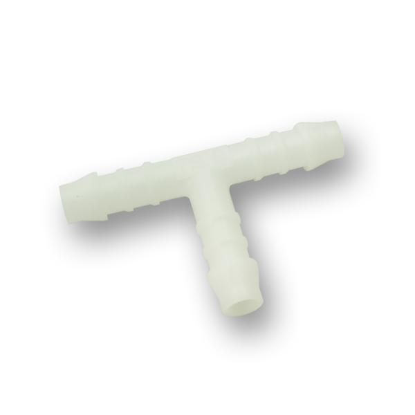 燃料ホース分岐用セパレーター。シングルアウトのコックからデュアルインのレーシングキャブレター等に接続する場合の必需品。材質は耐油・耐熱の強化プラスチック製。ご使用の燃料ホース径をご確認の上、サイズをお選び下さい。T型セパレーター内径8mmホース用