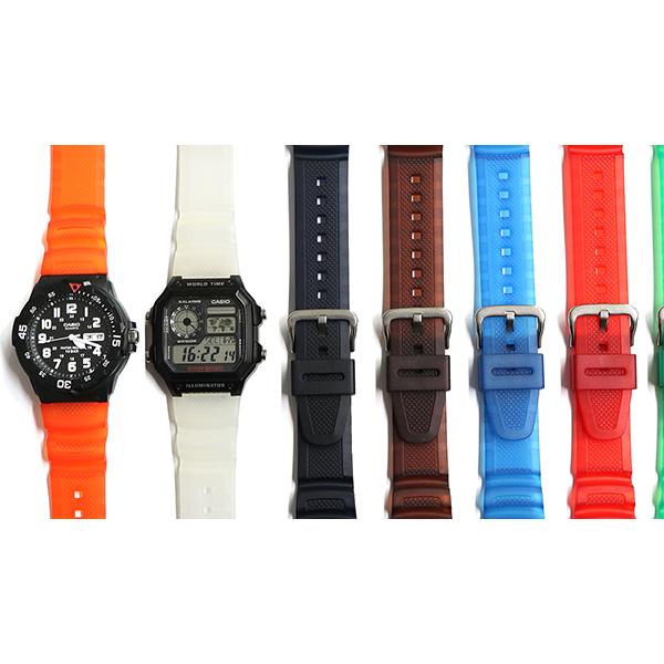 カシオAE1200シリーズやW-218シリーズなど多くのモデルに互換性があるクリアラバーベルト。専用の1.5mm径スプリングバーとバンド着脱工具を付属しております。*ロットによりカラーのコントラストは画像と異なる場合がございます。*腕時計は...