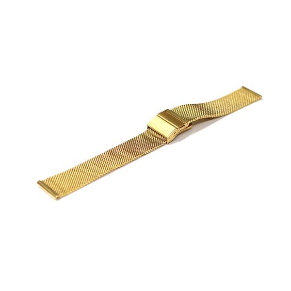 厚すぎず、薄すぎない0.6mm幅のステンレス編込み形状の軽やかなミラレーゼメッシュステンレスベルト。このタイプに使用されているバックルの多くはサイズ調節の際に工具が必要で腕時計を取り外す時はバックルをこじ開けるタイプになりますが、このベルト...