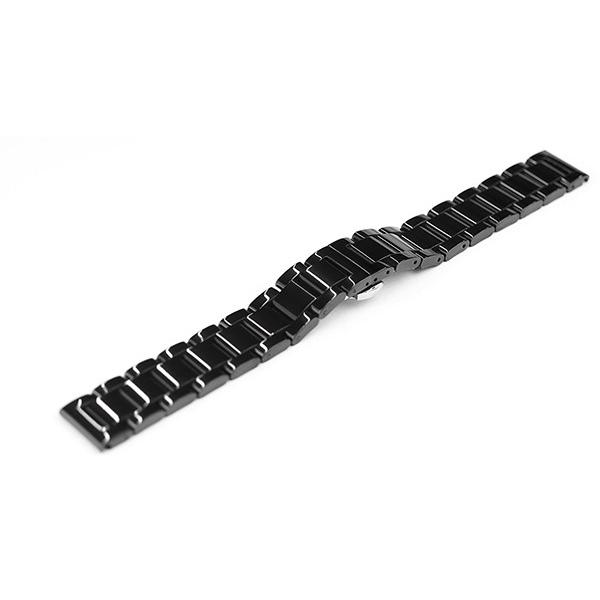 腕時計に取り外しが快適なプッシュ式Dバックル(両開き）を使用した腕時計用ステンレスブレス。コマは削り出したステンレスにブラックメッキ加工とポリッシュ仕上げ（鏡面仕上げ）を施しています。エンドピースはストレートフィットタイプ(直カン)ですので...