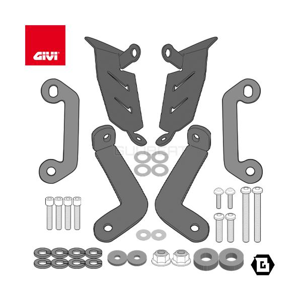 GIVI 2140KITは、サイドバッグホルダーを装着する際に使用する車種専用フィッティングキットです。対応するサイドバッグホルダーを、専用リアラック無しで装着できるよう設計されています。車種専用設計により、高いフィッティング精度と自然な装...