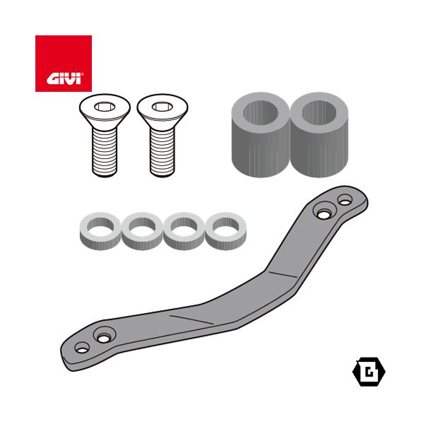 GIVI 5148KITは、BMW純正リアラック（46545B4E223）に、GIVI製リアラック「SRA5143」を装着するための専用取付キットです。本キットは、BMW純正リアラック（46545B4E223）にのみ対応しております。【適合...