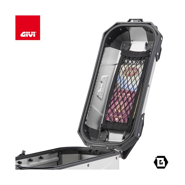 GIVI E244は、TREKKER OUTBACK EVO SMART 37 / TREKKER OUTBACK EVO SMART 33 シリーズ専用のインナーネットです。ケース蓋の裏側に設置することで、ケース内の整理に役立つアイテムで...